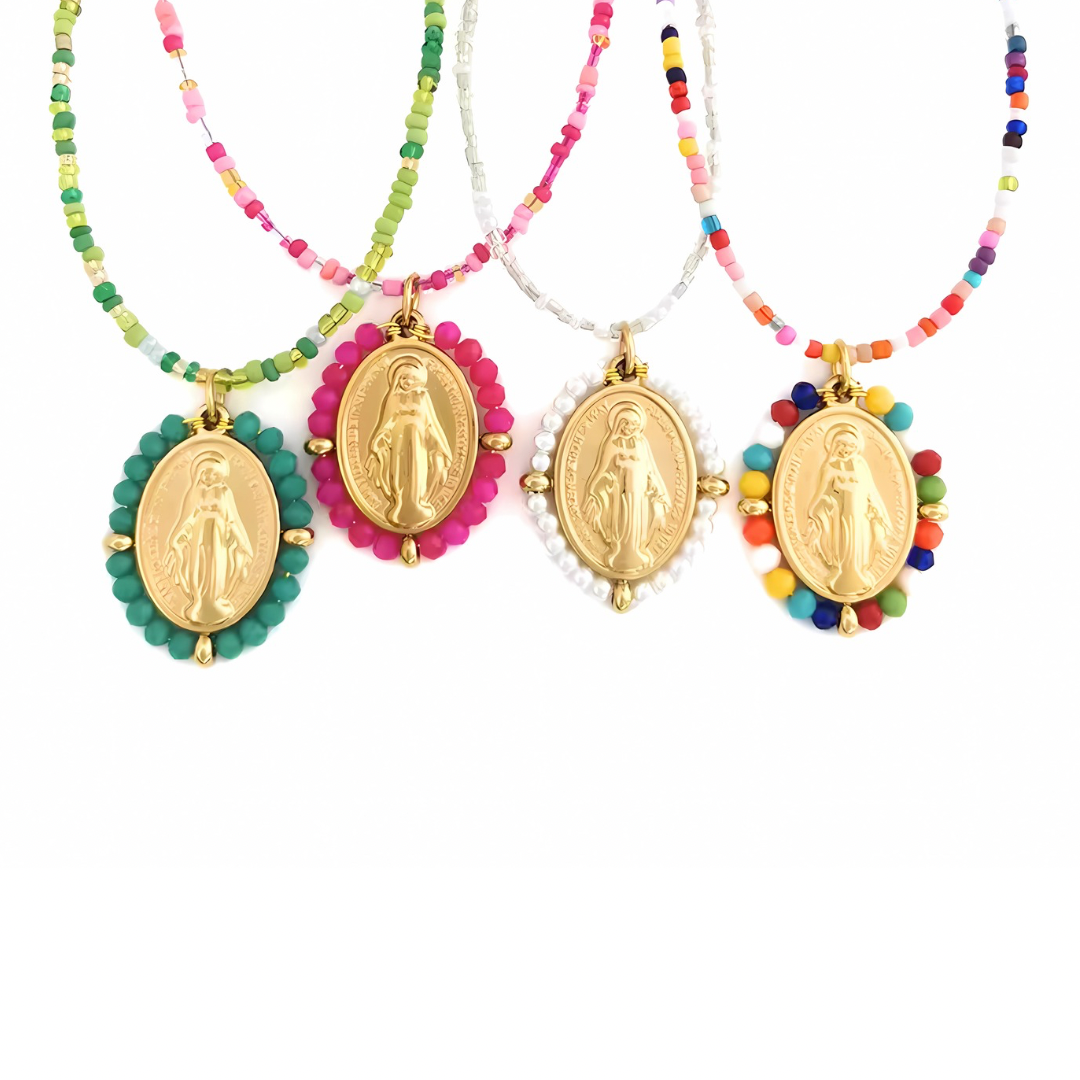 Beaded Virgin Mary Necklace – Jewelry & Art