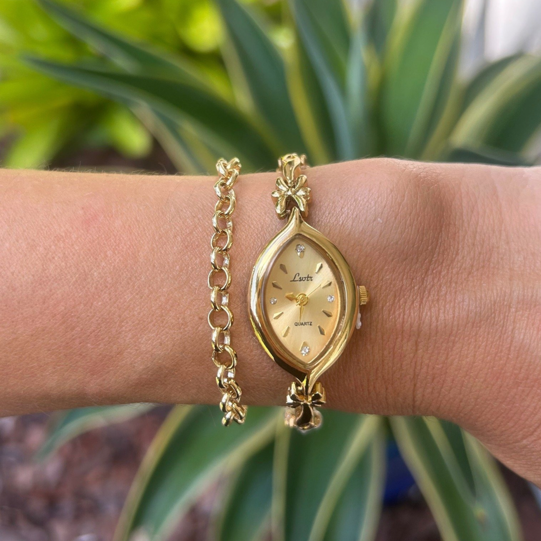 Almond Face Gold Watch – Jewelry & Art